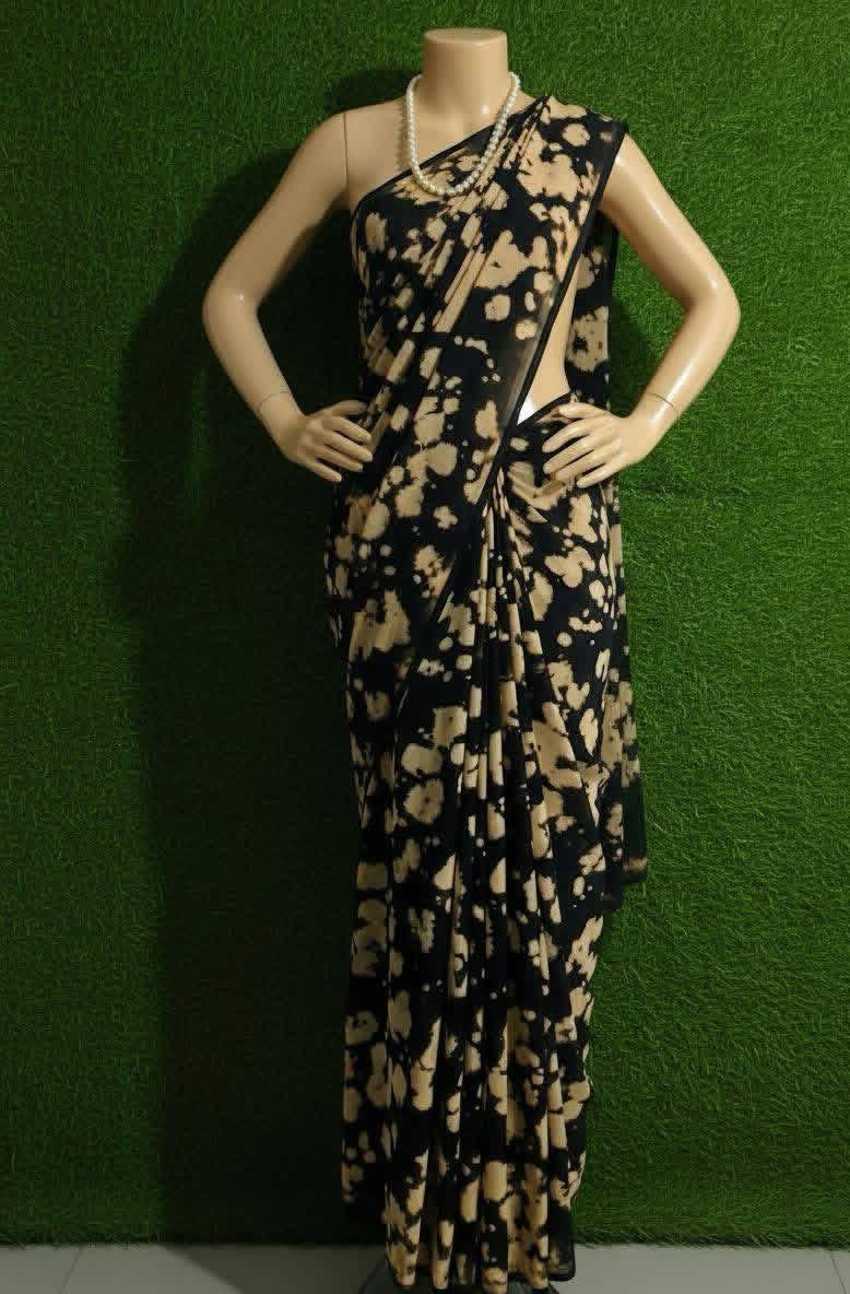 Batik Saree (Black with Cream Color) – Hela Crafts
