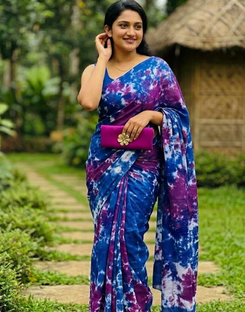 Batik Saree (Purple and Blue) – Hela Crafts